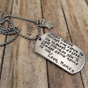 Police Protect and Serve Dog Tag Necklace, Policeman Gift, Always Come ...