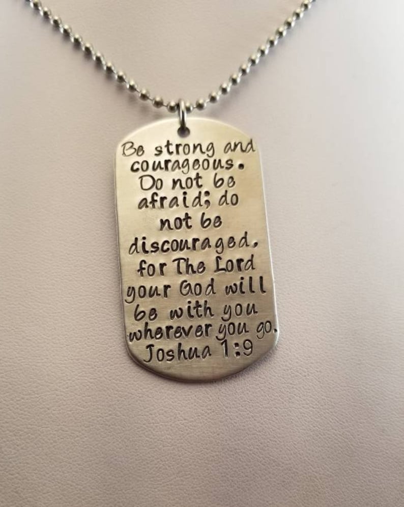 Joshua 1 9 Dog Tag Necklace, Policeman, Fireman, Be Strong and ...