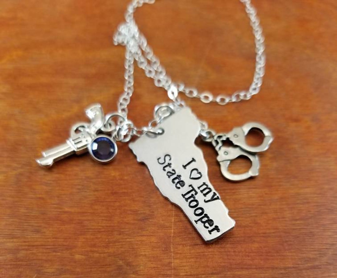 Vermont State Trooper Wife Necklace, Law Enforcement, VSP, Thin Blue ...