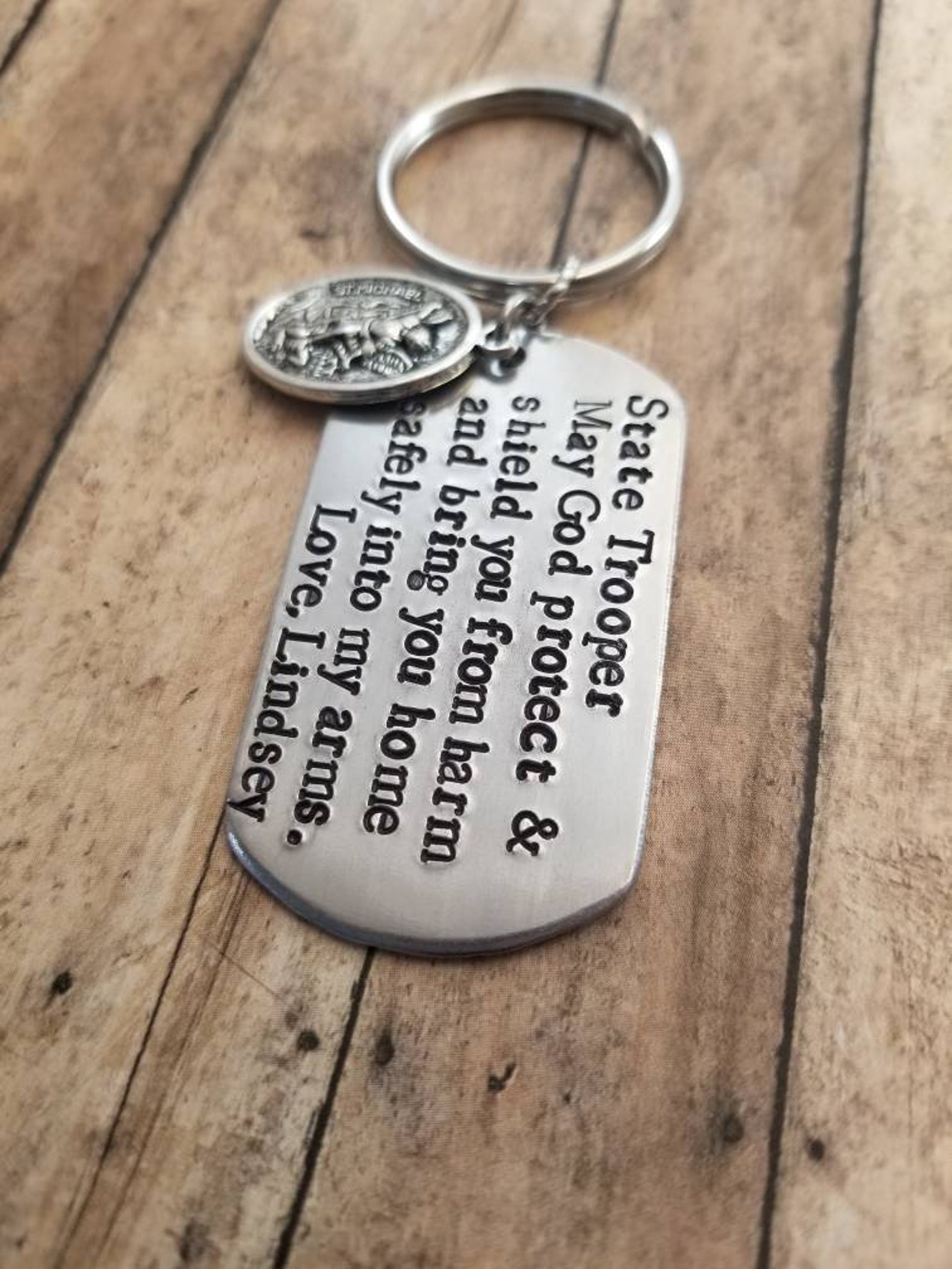 Police Officer St. Michael Prayer Key Chain State Trooper - Etsy
