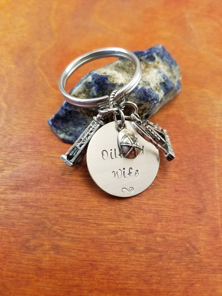Oilfield Wife key chain Sterling silver key chain Oilfield | Etsy