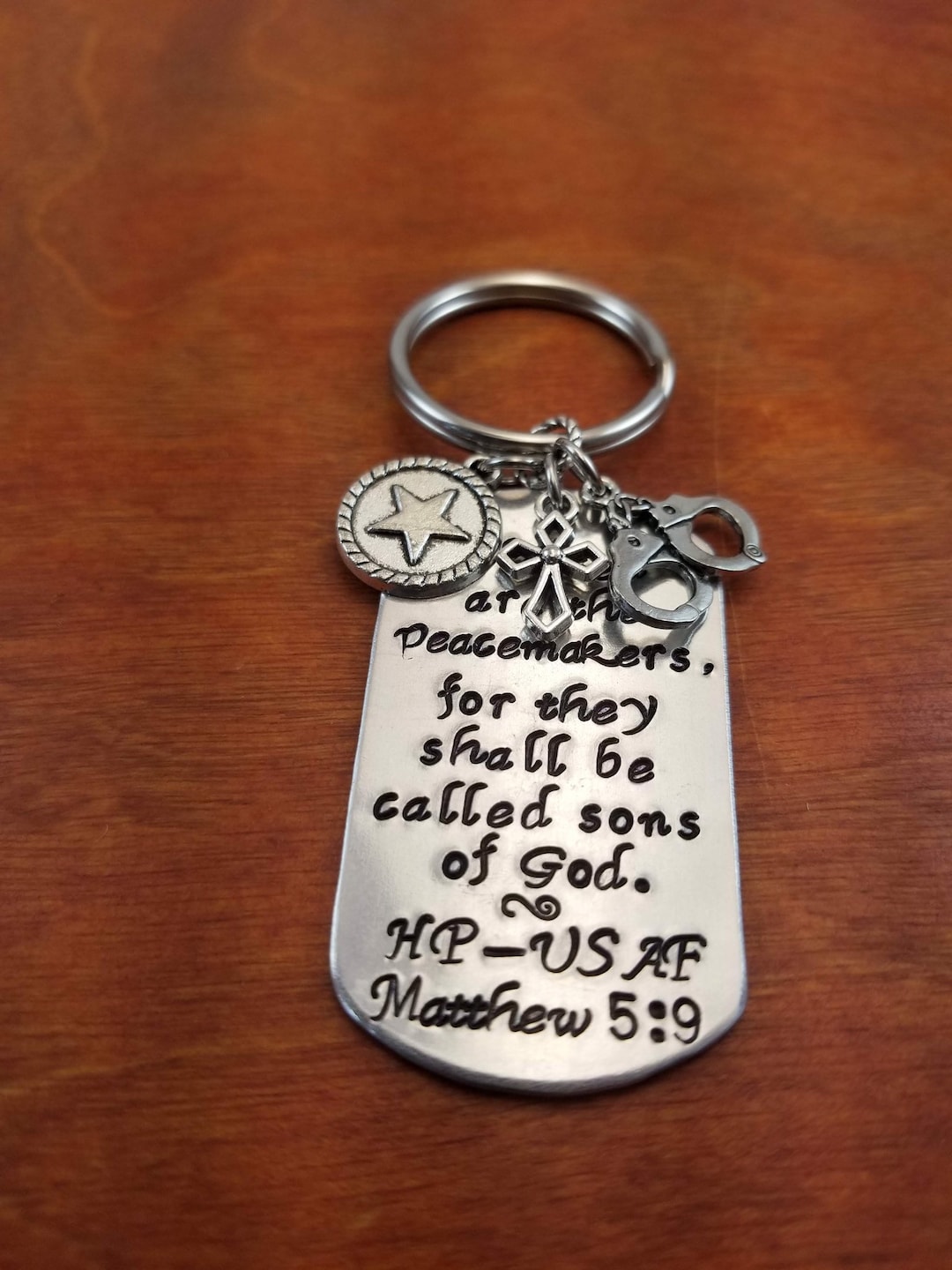 Blessed Are the Peacemakers Military Key Chain, Hand Stamped ...
