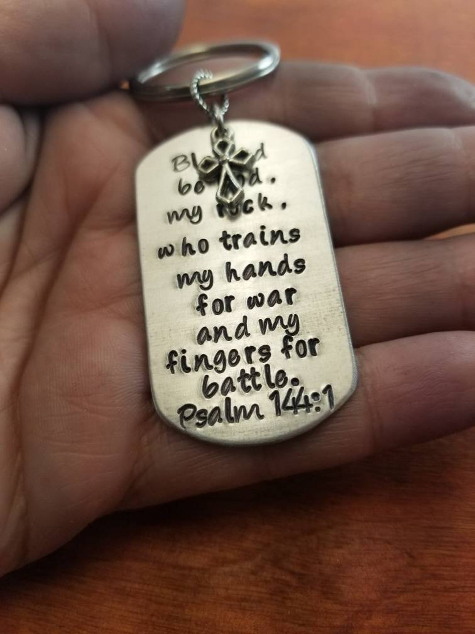 Police Prayer Key Chain Blessed Be God My Rock Military | Etsy