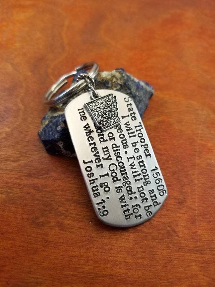 Arkansas State Trooper Joshua 1:9 Key Chain - Etsy