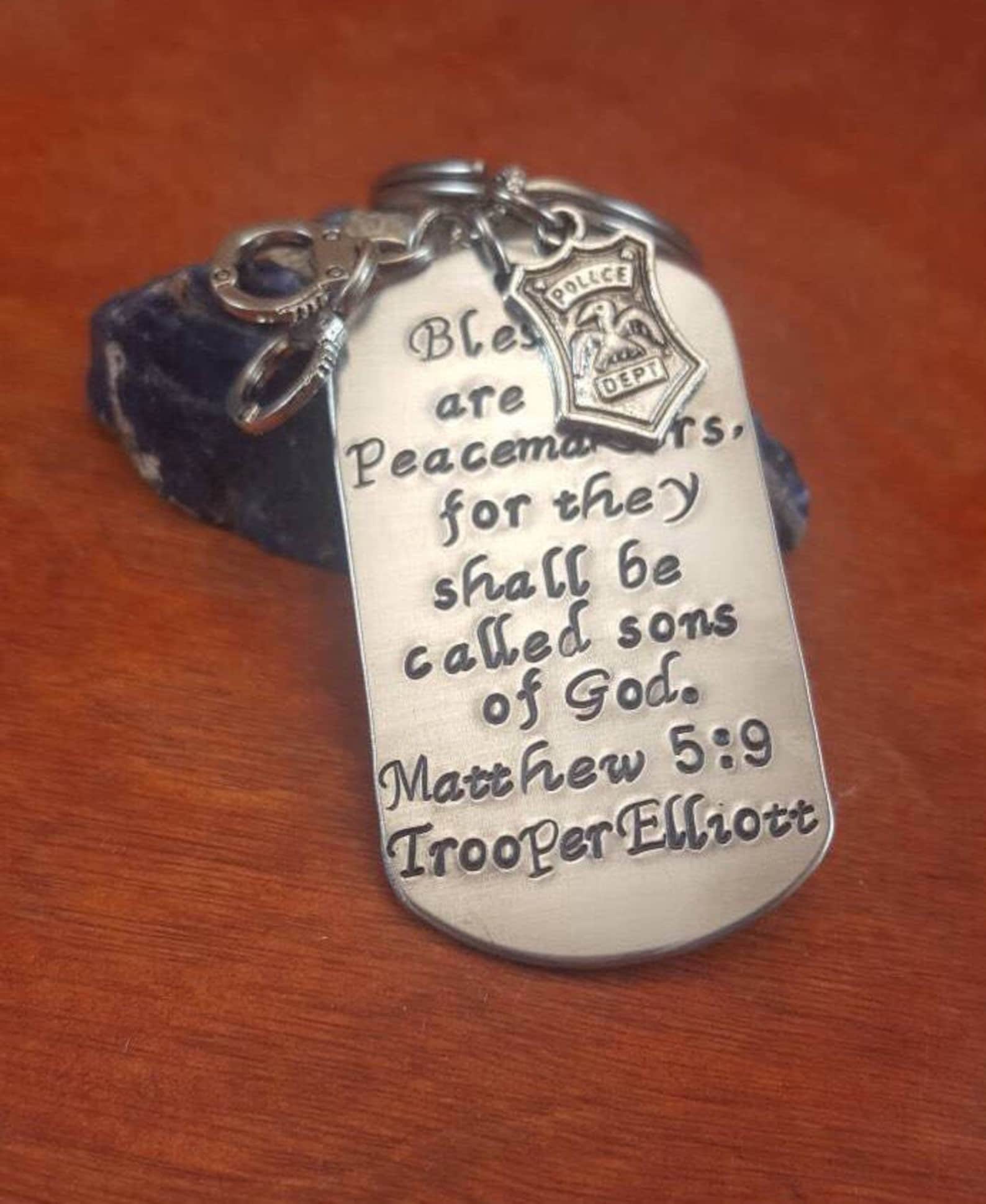 Blessed Peacemakers Police Officer Key Chain Matthew 5 9 - Etsy