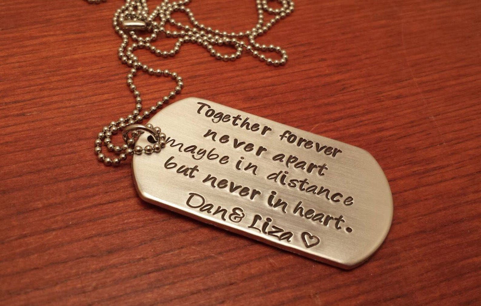Together Forever necklace long distance hand stamped soldier | Etsy