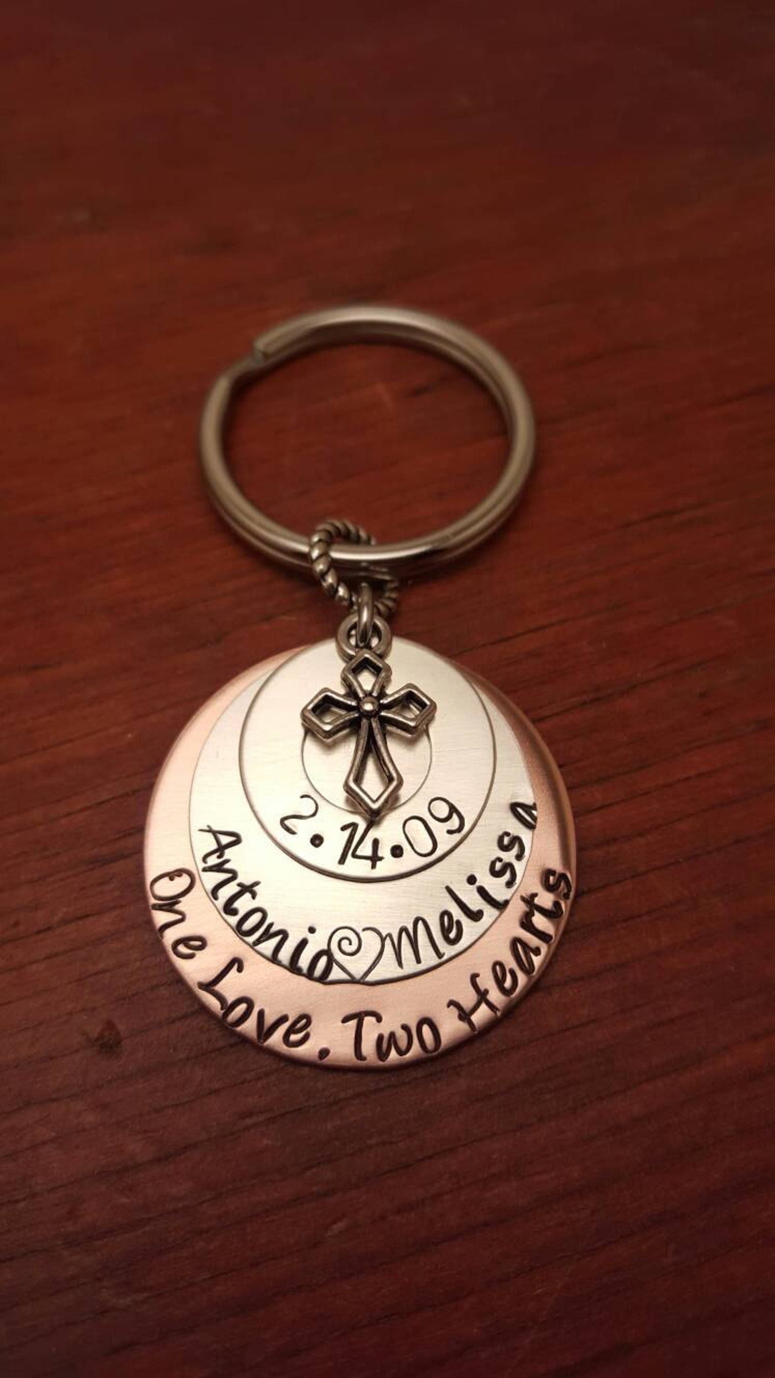 One Love Two Hearts Anniversary Key Chain Wedding Key Chain | Etsy