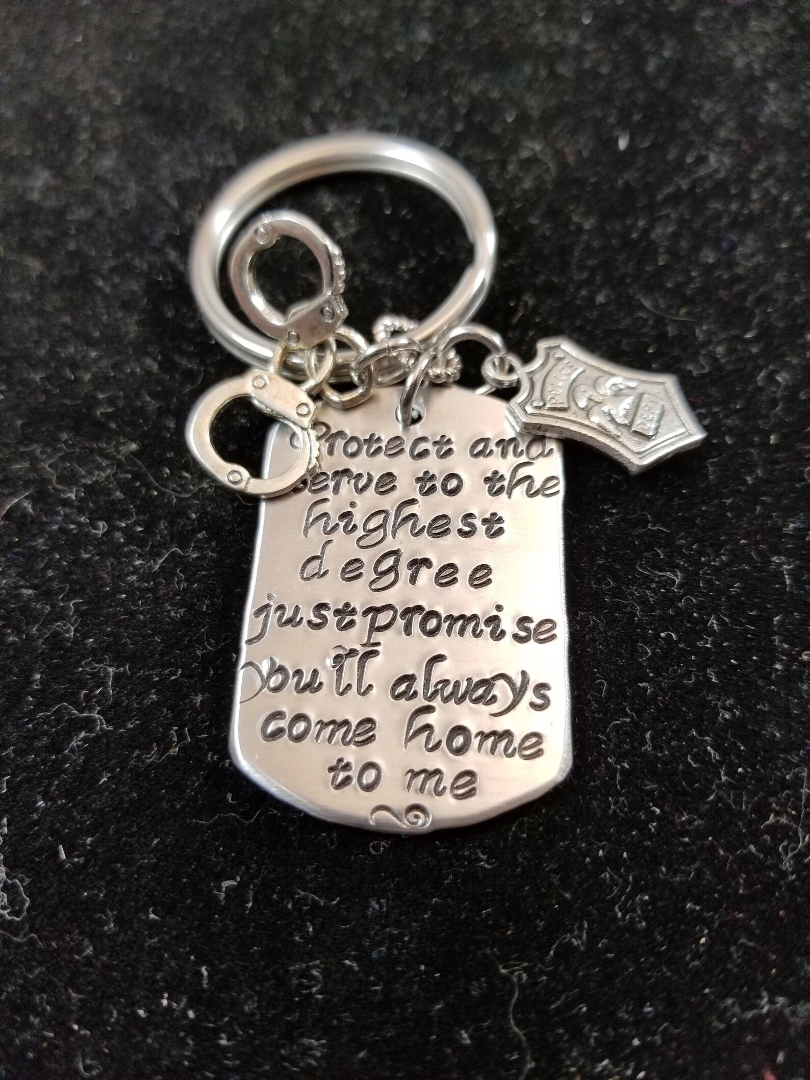Hand Stamped Police Officer Key Chain Protect and Serve - Etsy