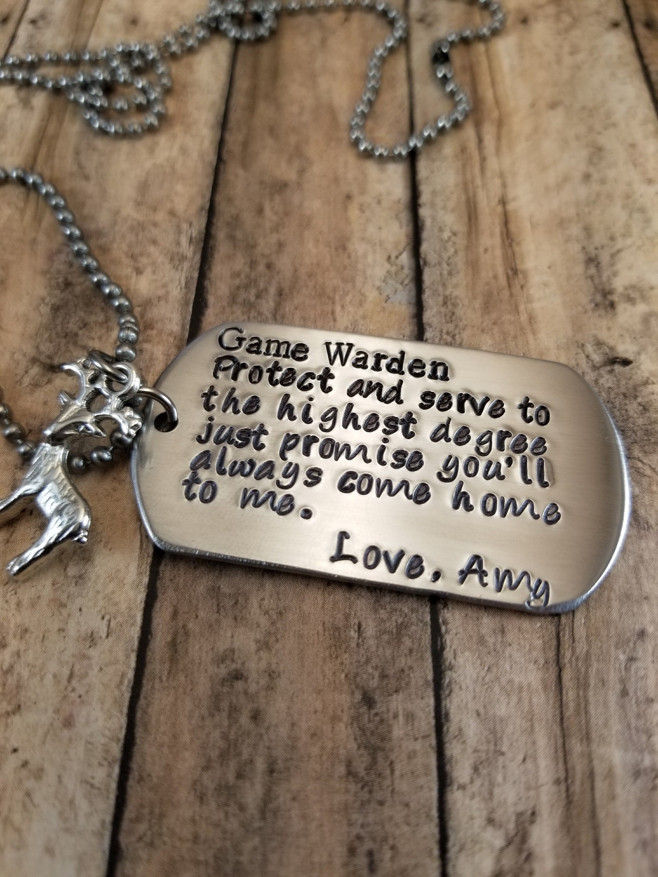 Game Warden Dog Tag Necklace, Protect and Serve, Conservation Officer ...