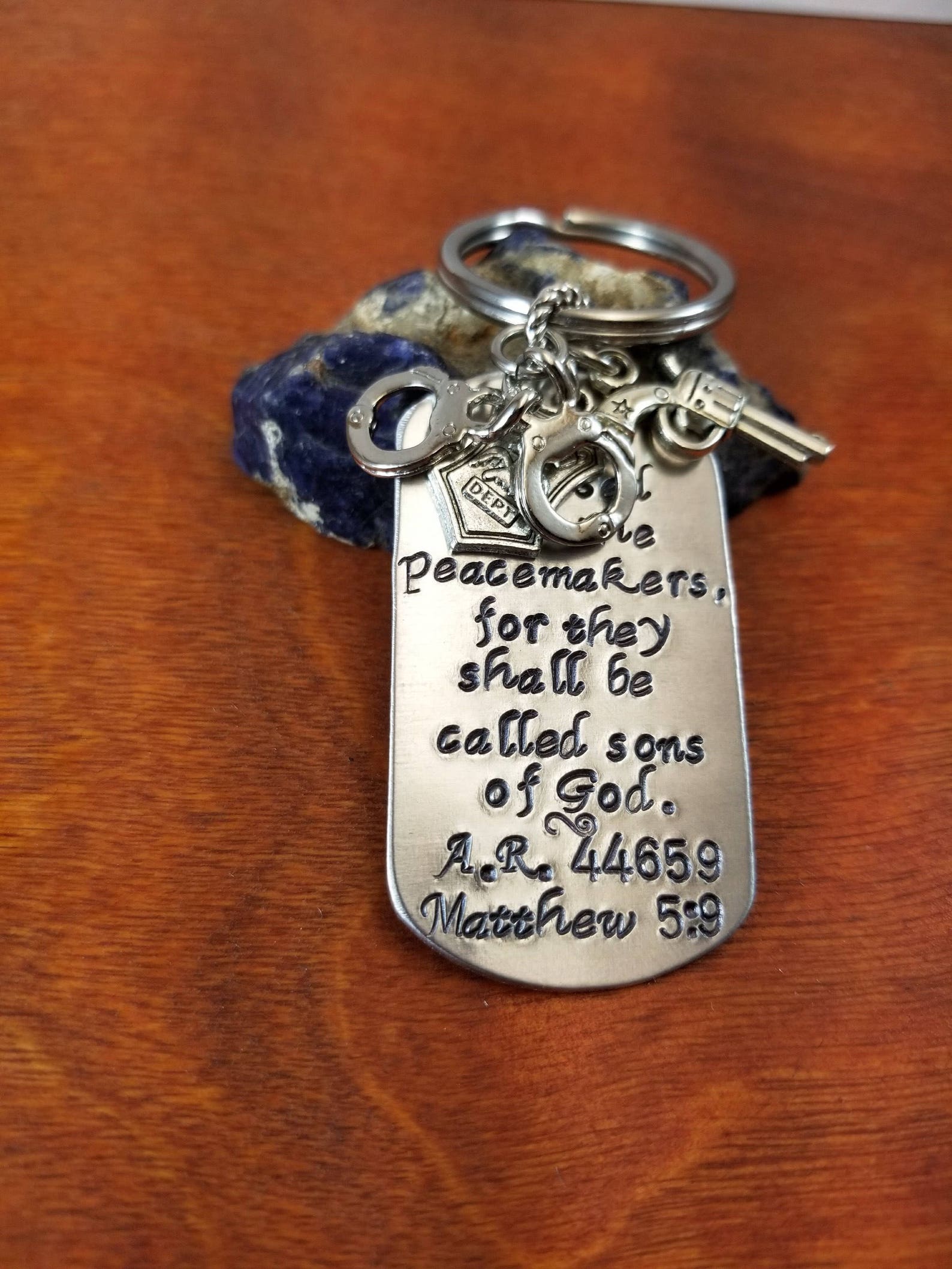 Blessed Peacemakers Police Officer Key Chain Matthew 5 9 - Etsy