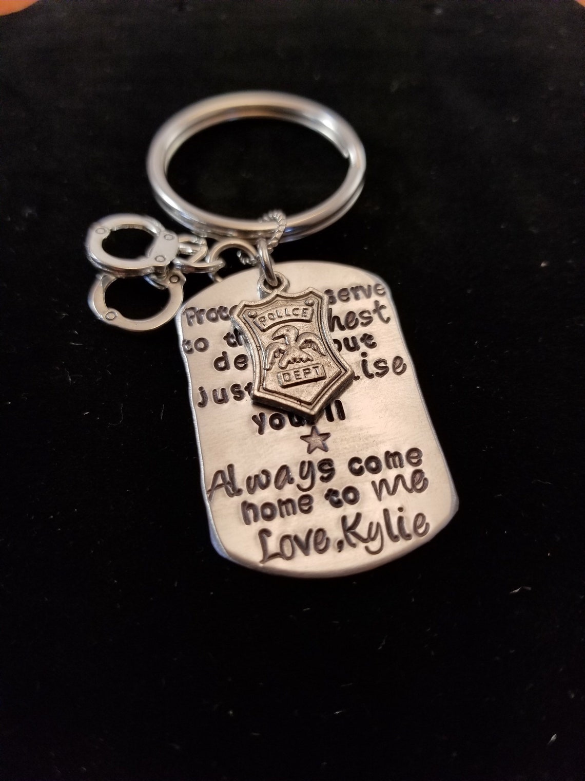 Police Protect and Serve Key Chain Policeman Gift Police Key - Etsy