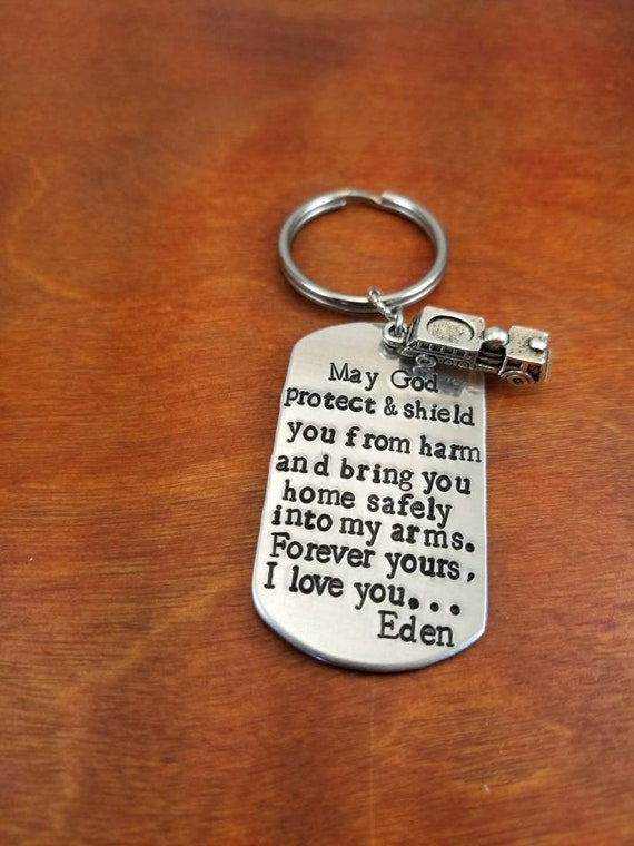 Firefighter Prayer Key Chain Protect and Shield Fireman | Etsy