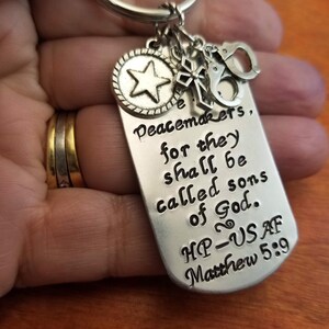 Blessed Are the Peacemakers Military Key Chain, Hand Stamped ...