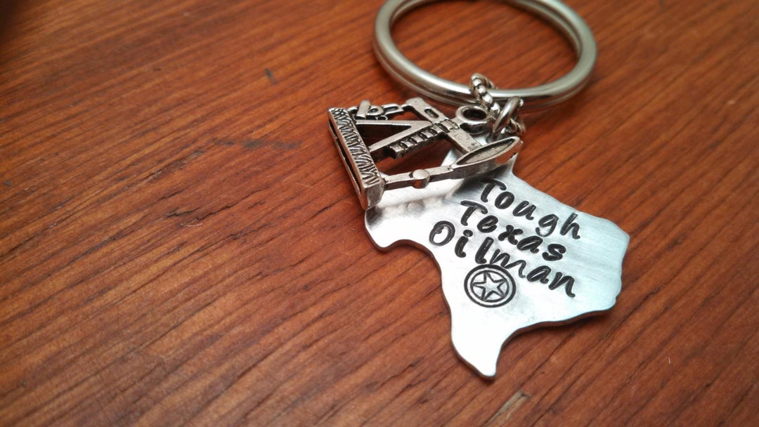 Texas Oilfield Key Chain, Tough Texas Oilman, Oil Field Keychain ...