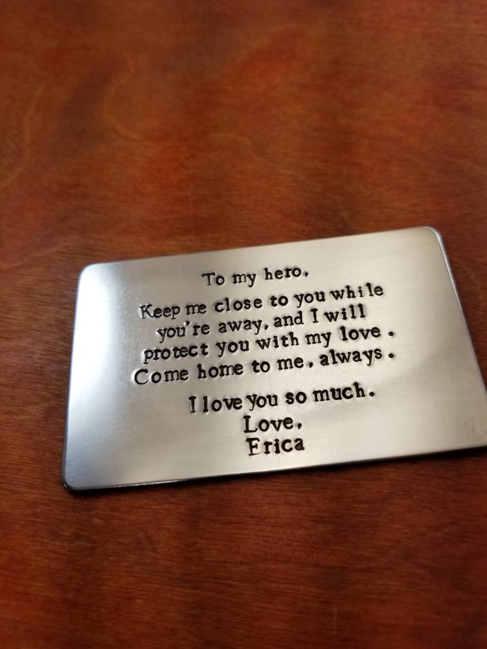 To Our Hero Aluminum Wallet Insert, Keep Him Safe, Police, Firefighter ...