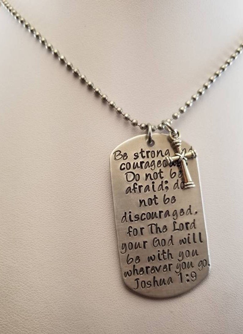 Joshua 1:9 necklace Joshua 1 9 Christian gifts Be strong | Etsy