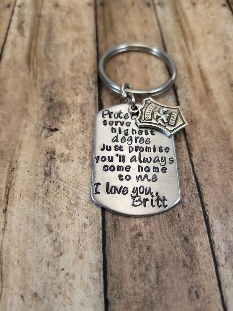 Police Officer key chain Protect and serve Policeman gift | Etsy
