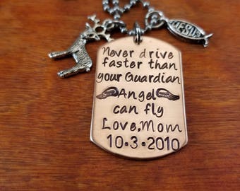 Guardian Angel New Driver Key Chain Personalized Hand Stamped | Etsy