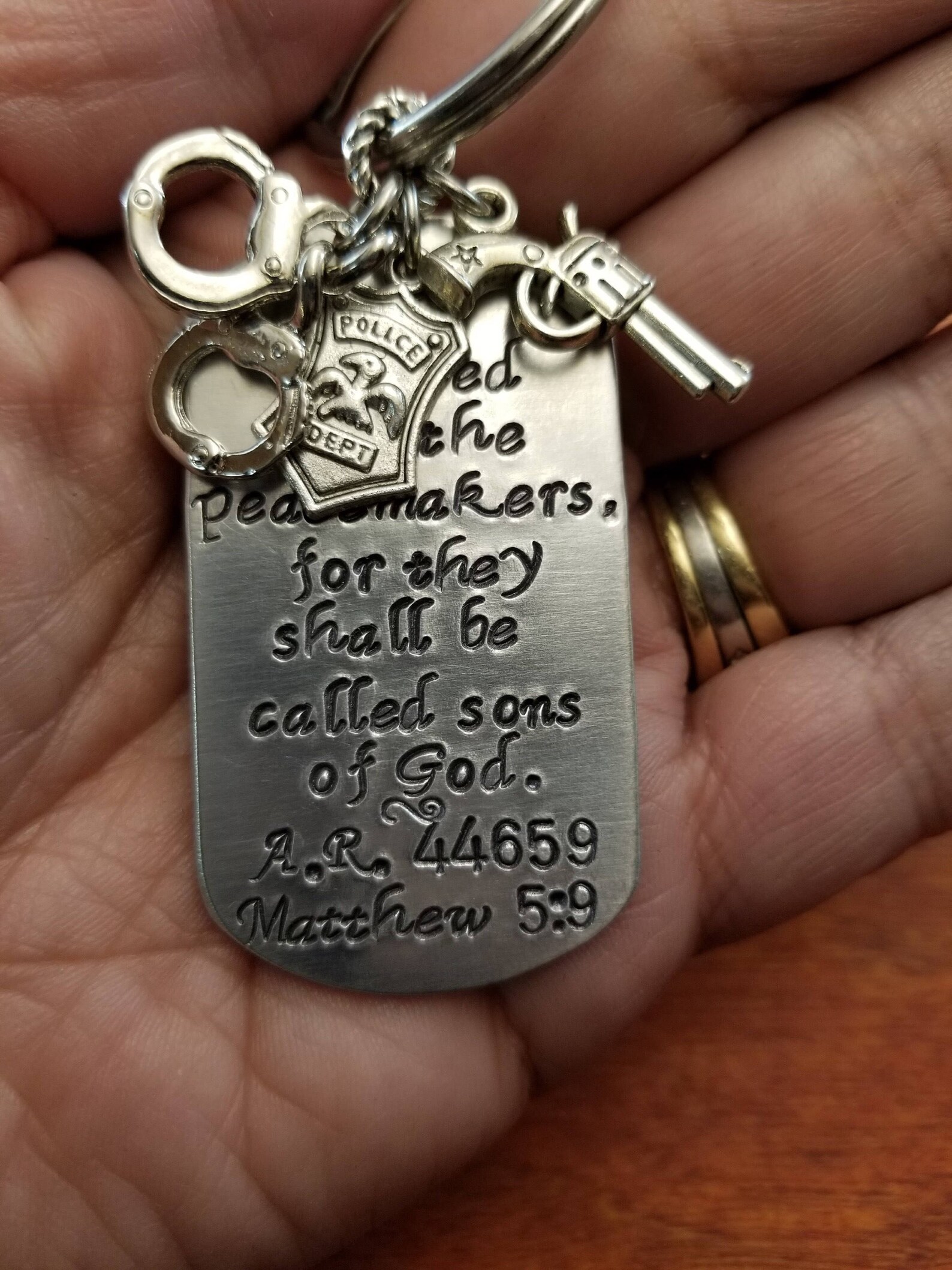 Blessed Peacemakers Police Officer Key Chain Matthew 5 9 - Etsy