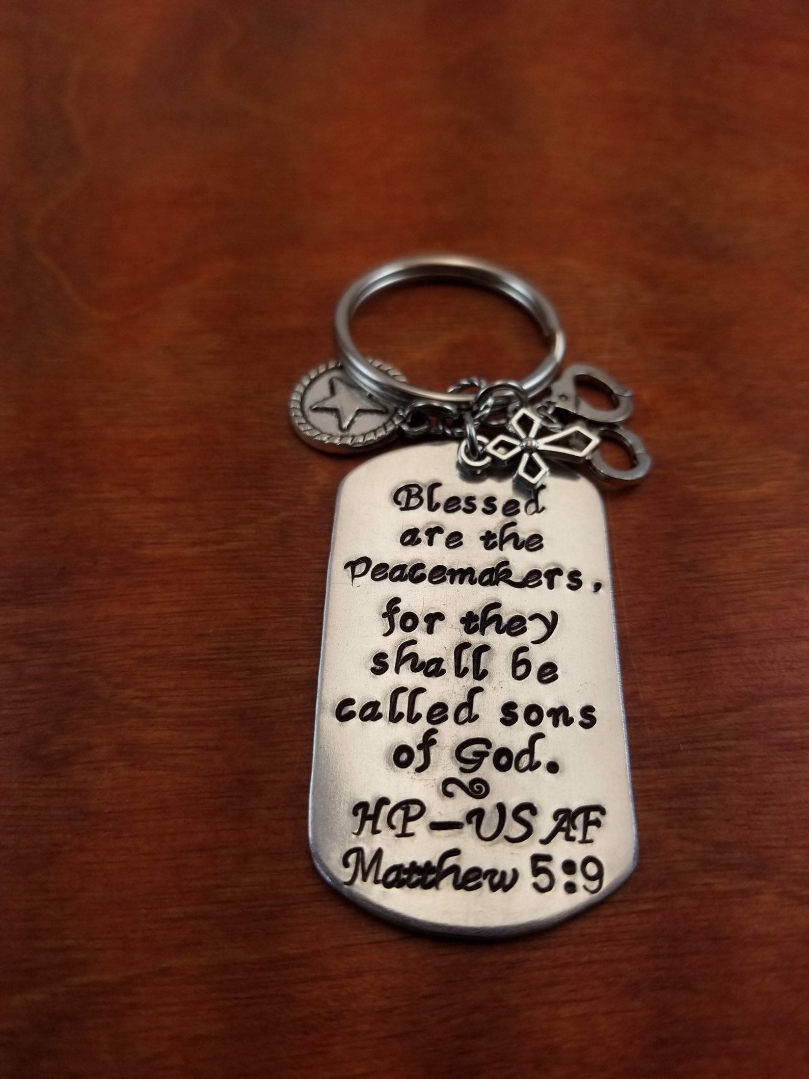 Blessed Are the Peacemakers Military Key Chain Hand Stamped - Etsy