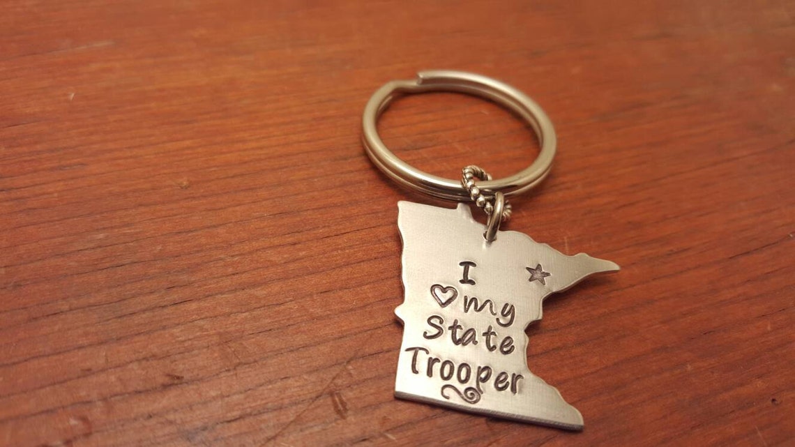 Hand Stamped Personalized Minnesota Key Chain Law Enforcement - Etsy