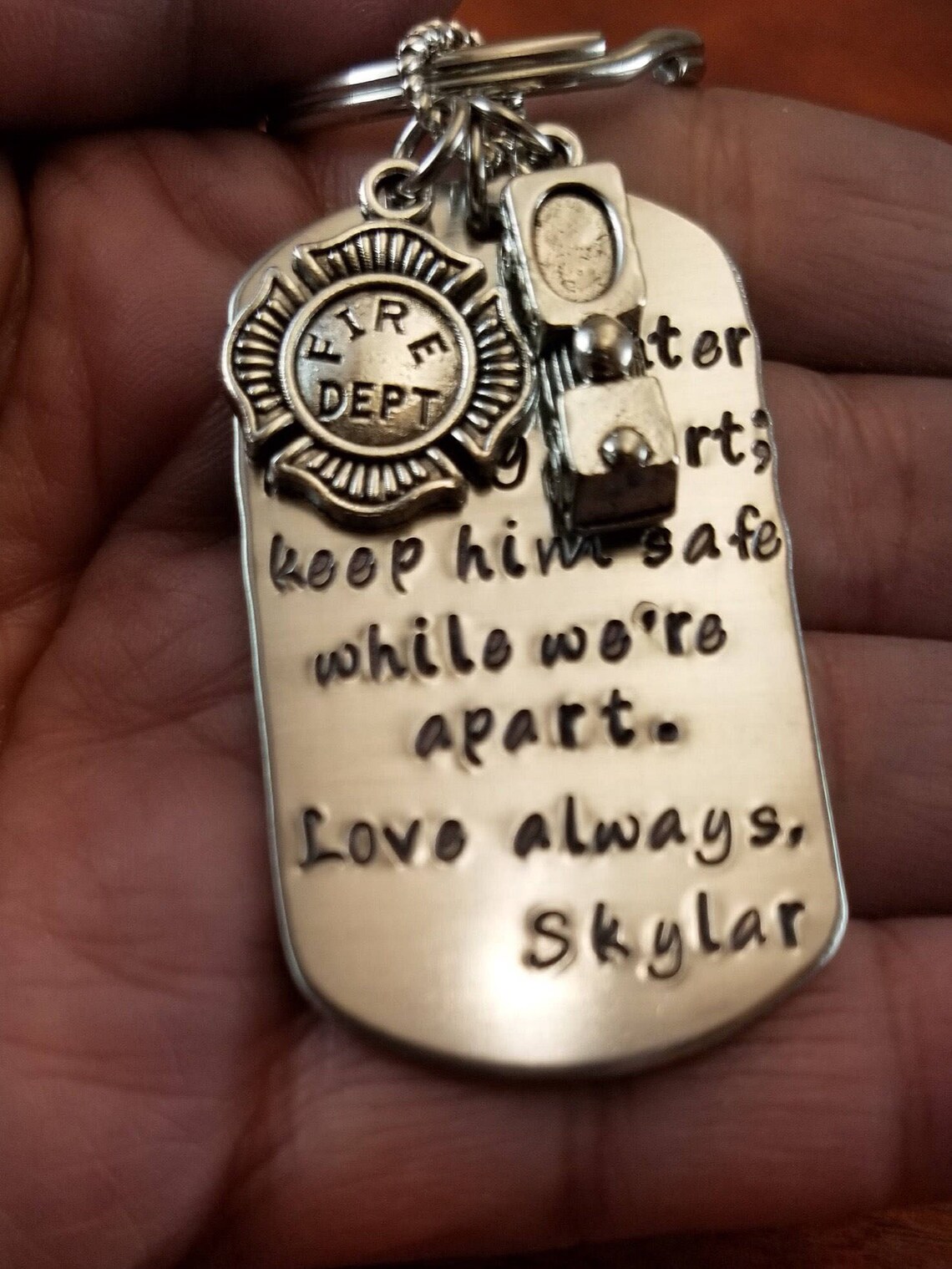 Fireman Key chain Keep him safe Firefighter key chain | Etsy