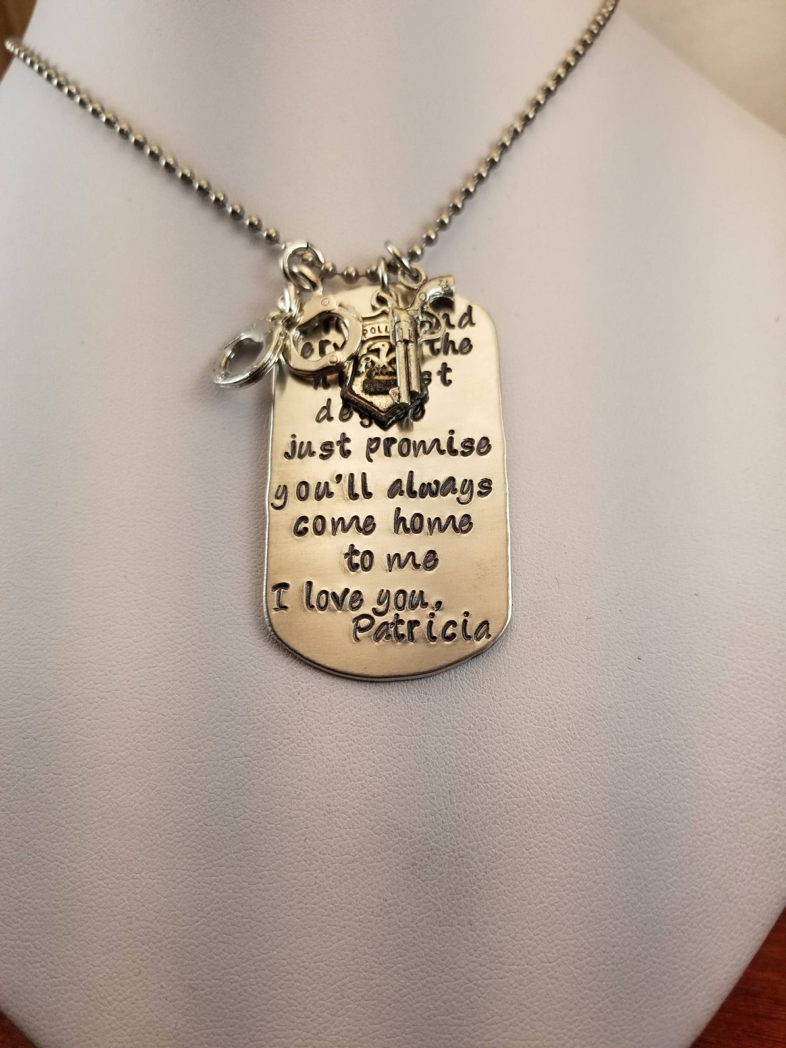 Hand Stamped Personalized police Officer key chain Protect | Etsy