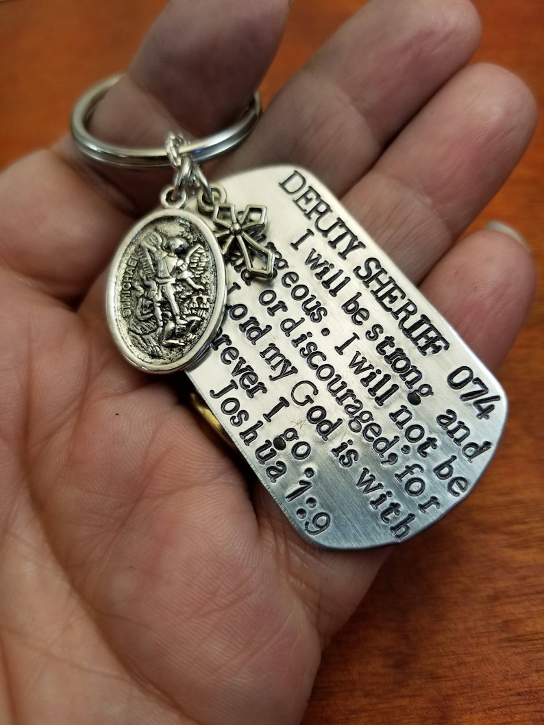 State Trooper Joshua 1:9 Key Chain Police Prayer St. Micheal - Etsy