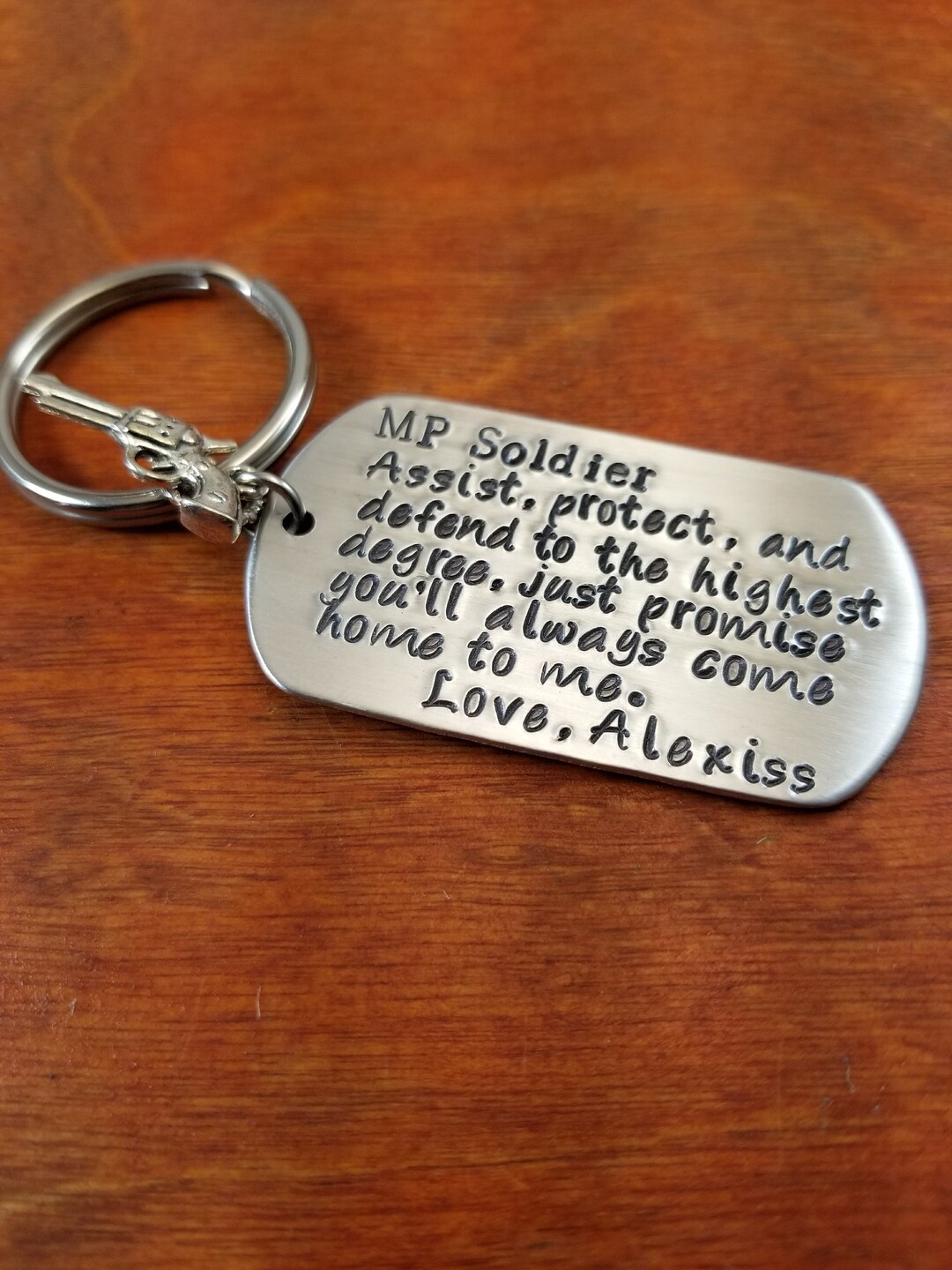 Personalized Hand Stamped US Military Police Key Chain, Soldier, LEO ...
