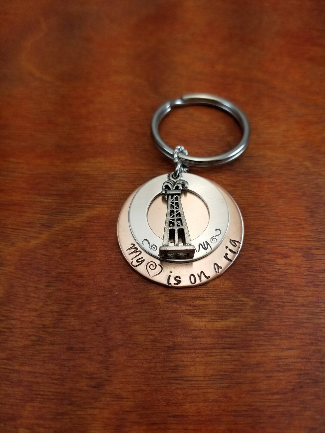 Oilfield Wife Key Chain, My Heart is on the Rig, Roughneck Keychain ...