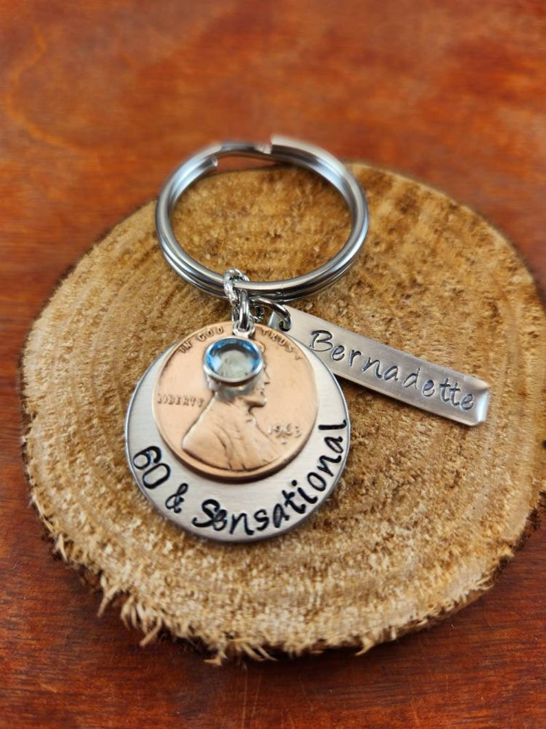 60th Birthday Penny Celebration Key Chain - Etsy