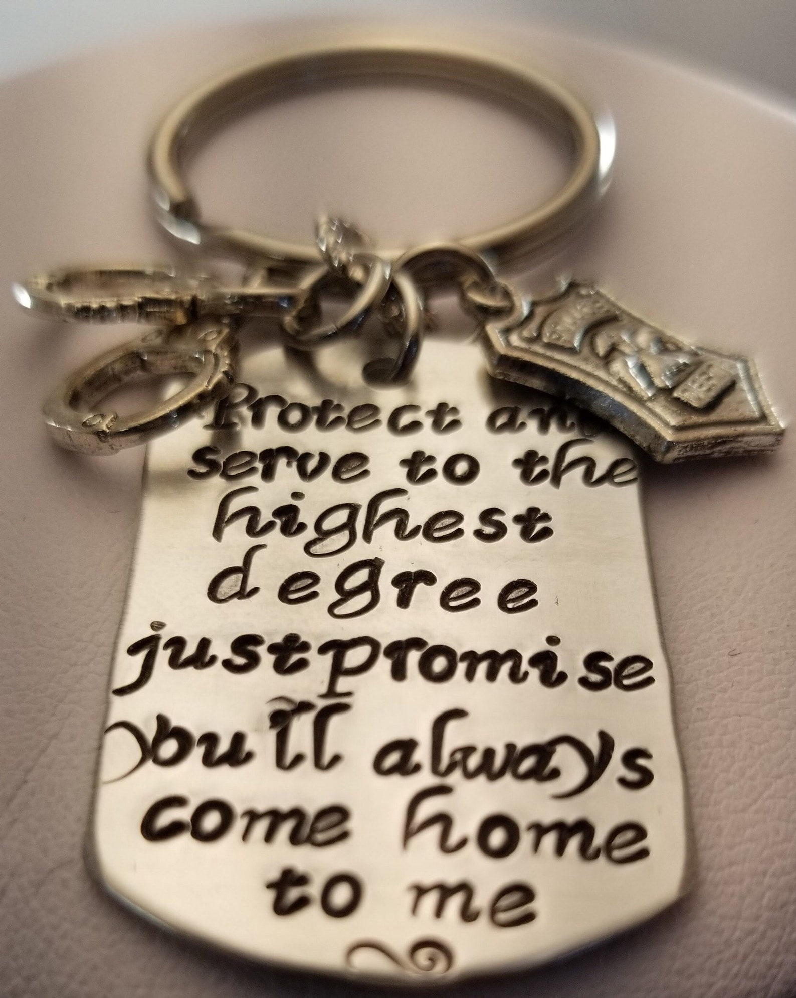 Hand Stamped Police Officer Key Chain Protect and Serve - Etsy