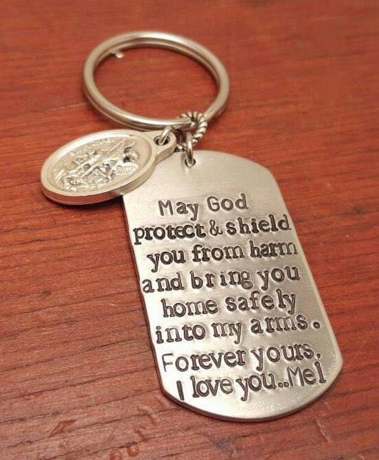 Police Prayer key chain Protect and shield Fireman gift St | Etsy