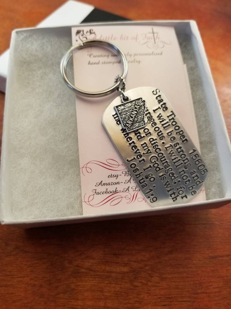 Arkansas State Trooper Joshua 1:9 Key Chain - Etsy