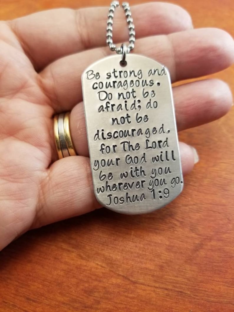 Joshua 1 9 Dog Tag Necklace, Policeman, Fireman, Be Strong and ...