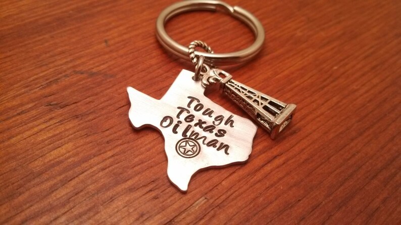 Texas Oilfield Key Chain, Tough Texas Oilman, Oil Derrick Key Chain ...