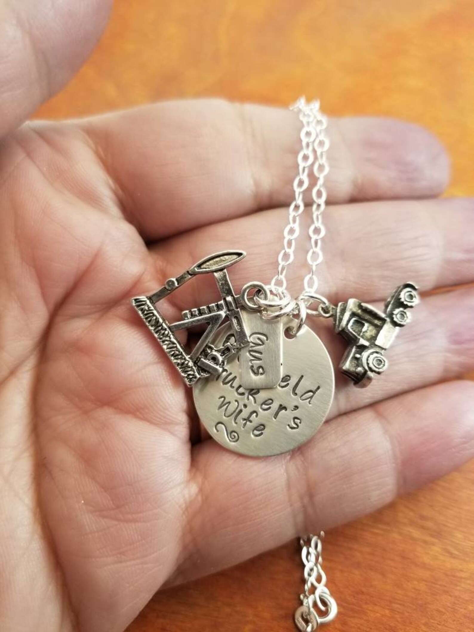 Oilfield Trucker's Wife Semi Truck Necklace, Oil Rig Oilfield Necklace ...