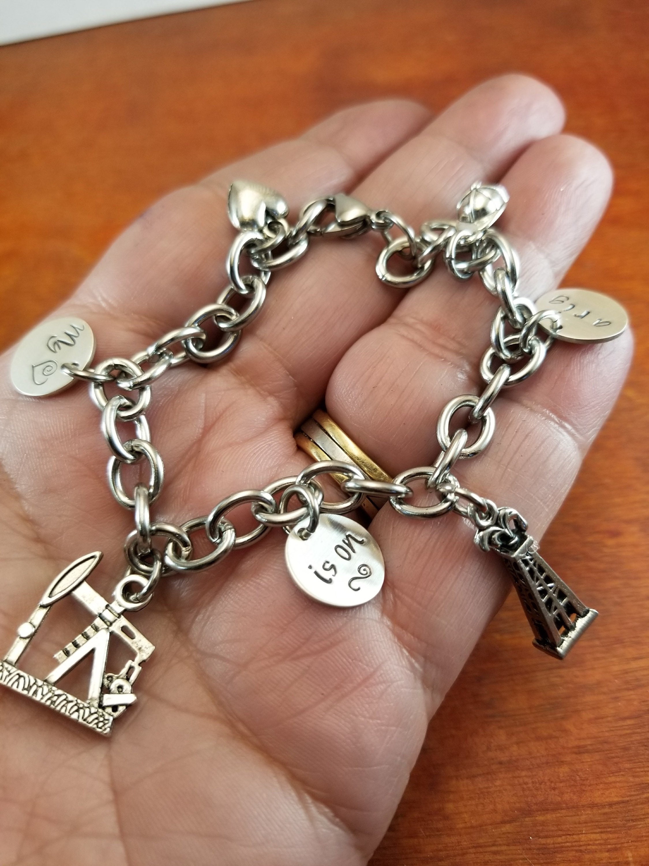 Oilfield Charm Bracelet My Heart is on a Rig Oil Field Wife - Etsy