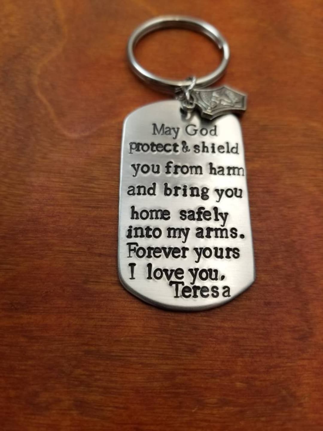Hand Stamped Personalized Police Officer Prayer Key Chain, Protect and ...