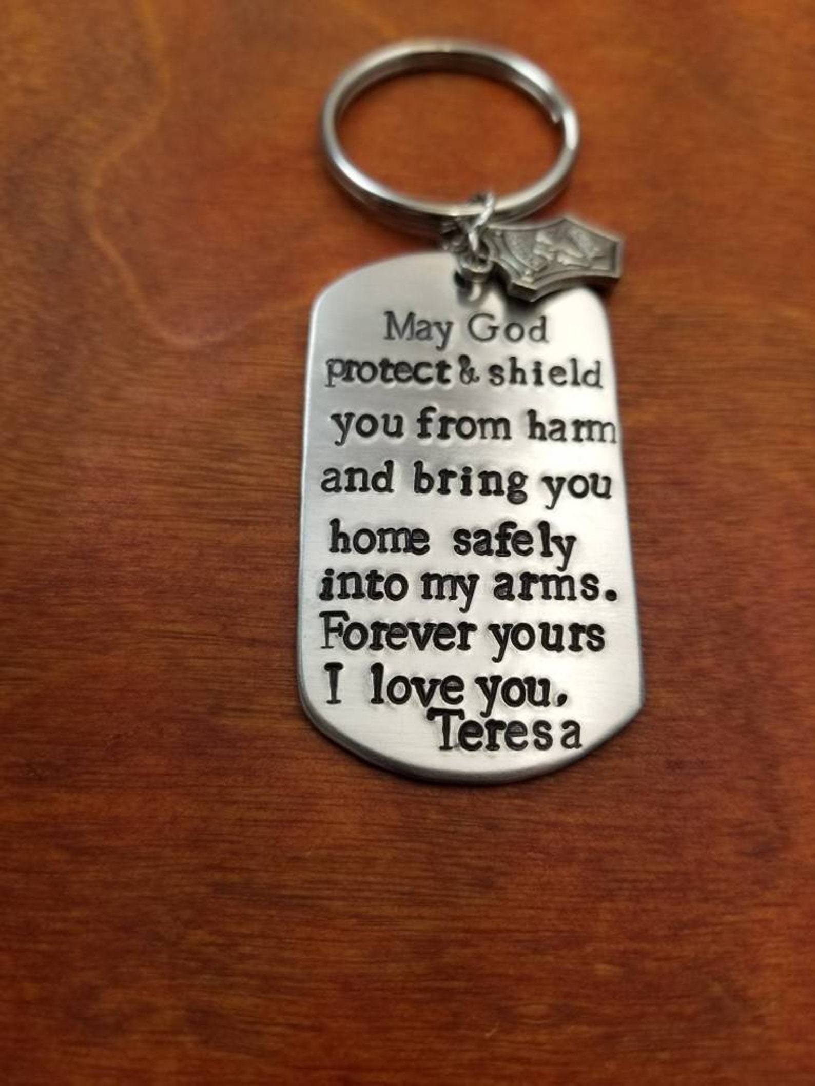 Hand Stamped Personalized Police Officer Prayer Key Chain | Etsy
