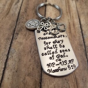 Blessed Are the Peacemakers Military Key Chain, Hand Stamped ...
