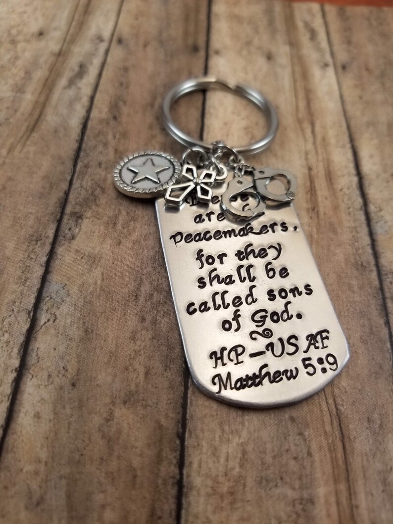 Blessed are the peacemakers military key chain Hand Stamped | Etsy