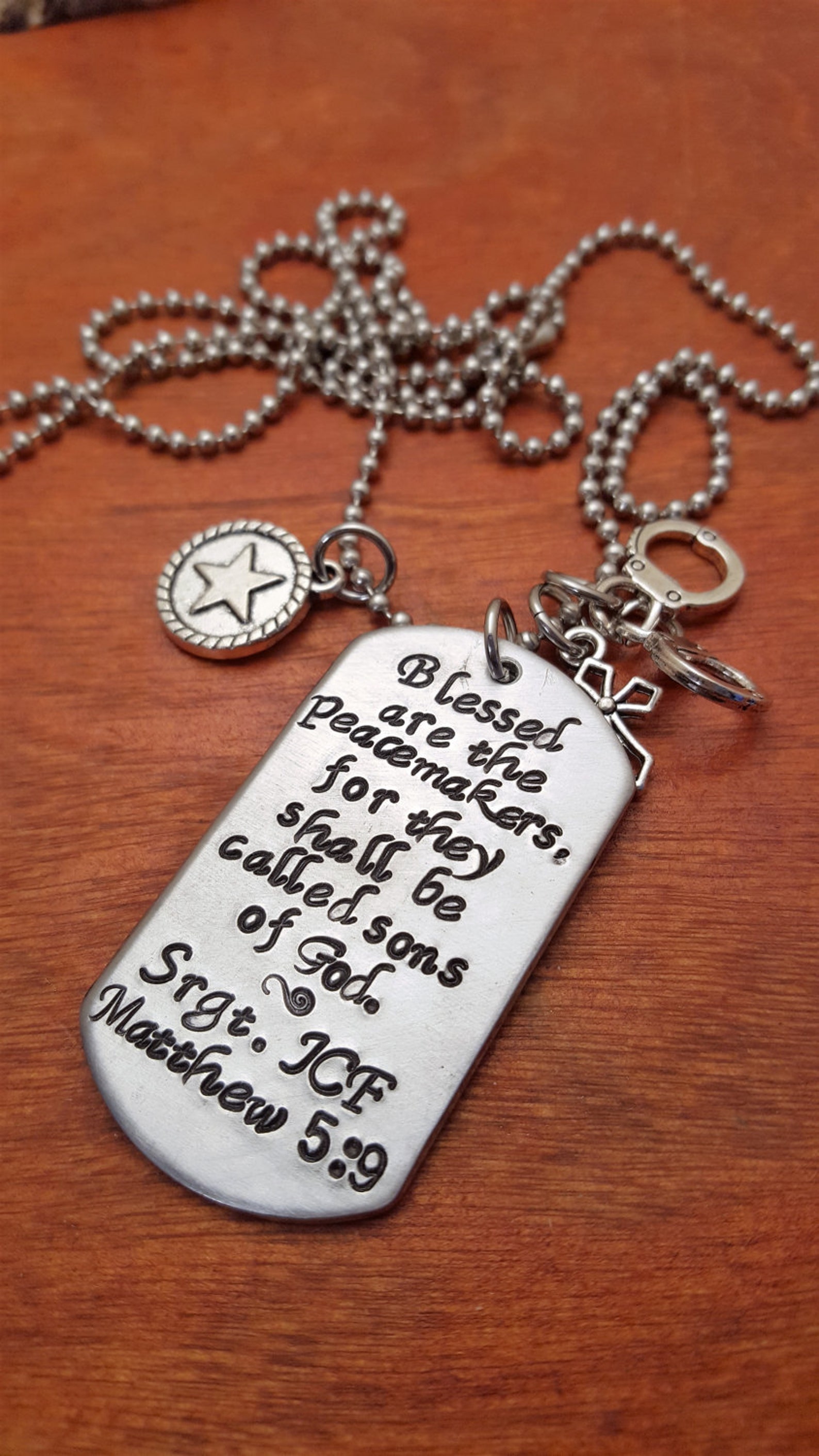Blessed Are the Peacemakers Military Key Chain Hand Stamped - Etsy