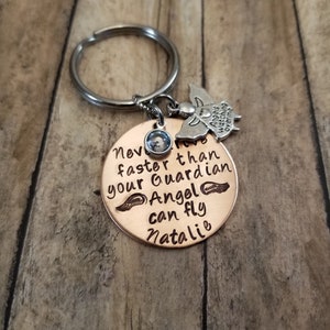 Guardian Angel New Driver Key Chain, Personalized Hand Stamped Angel ...