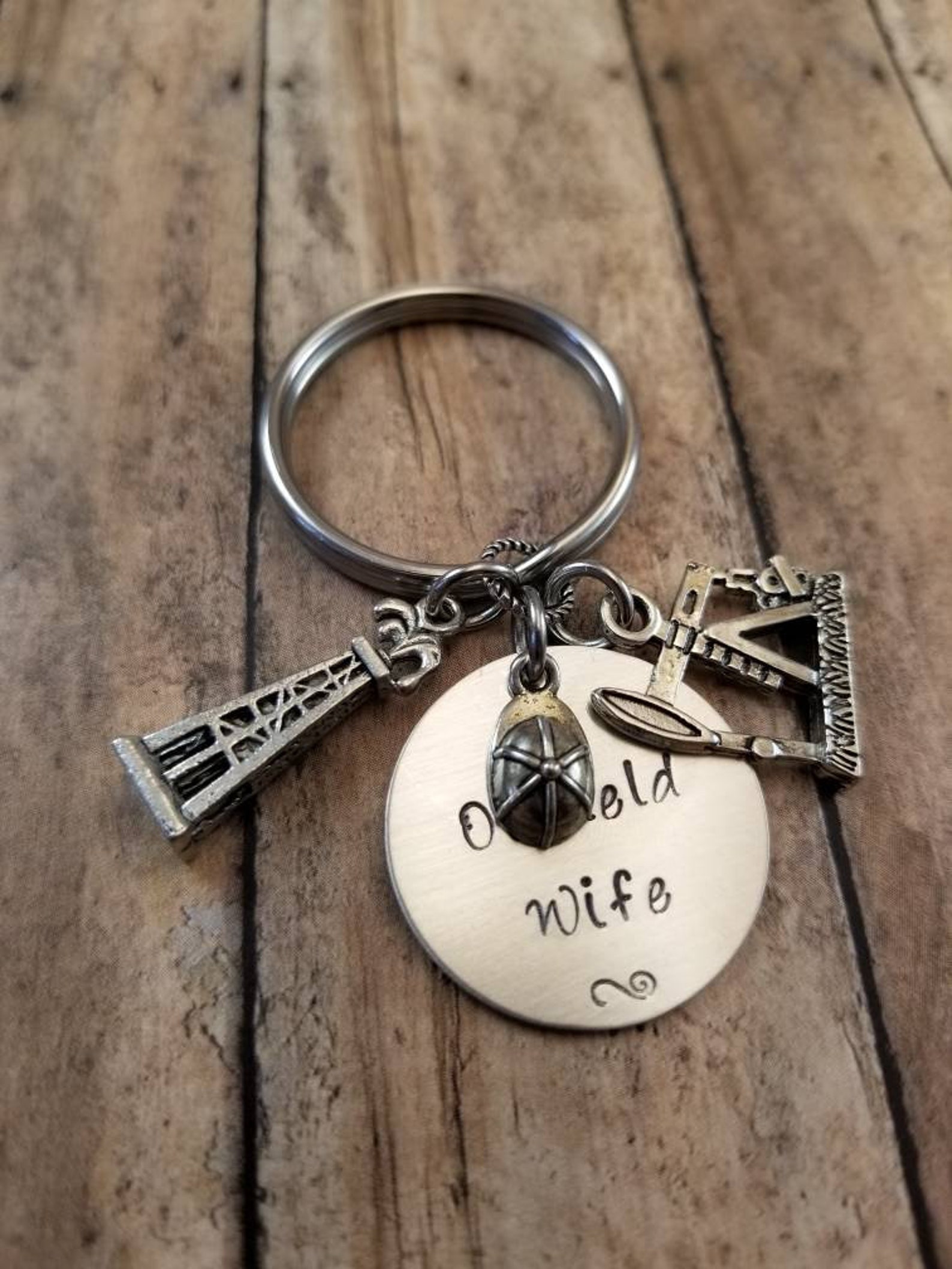 Oilfield Wife Key Chain Sterling Silver Key Chain Oilfield - Etsy