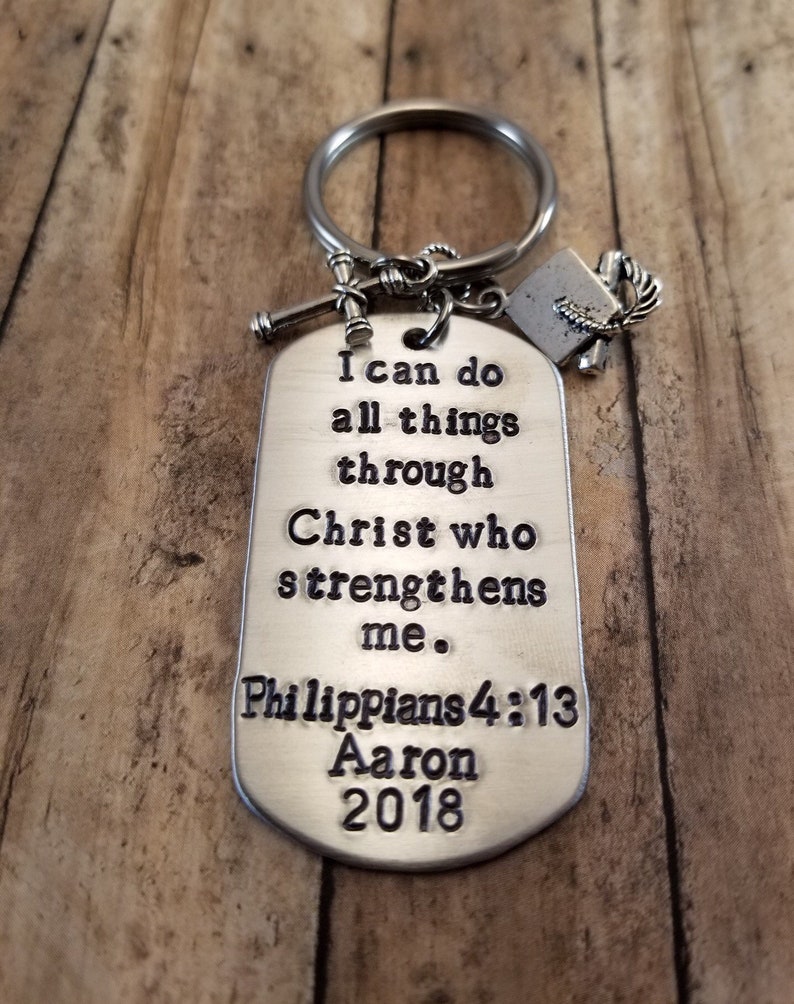 Graduation Bible Verse Key Chain Philippians 4:13 Religious - Etsy