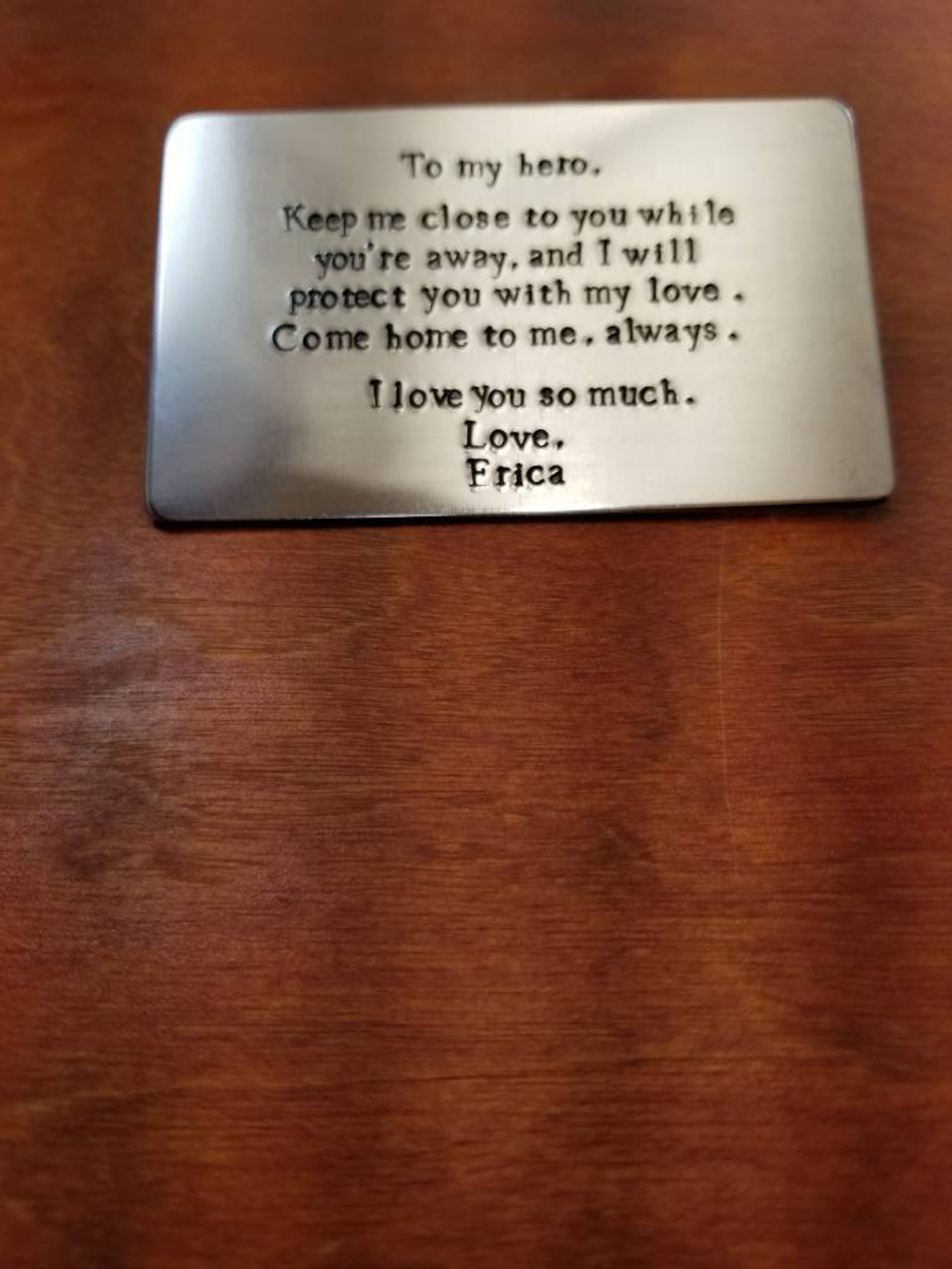 To Our Hero Aluminum Wallet Insert, Keep Him Safe, Police, Firefighter ...