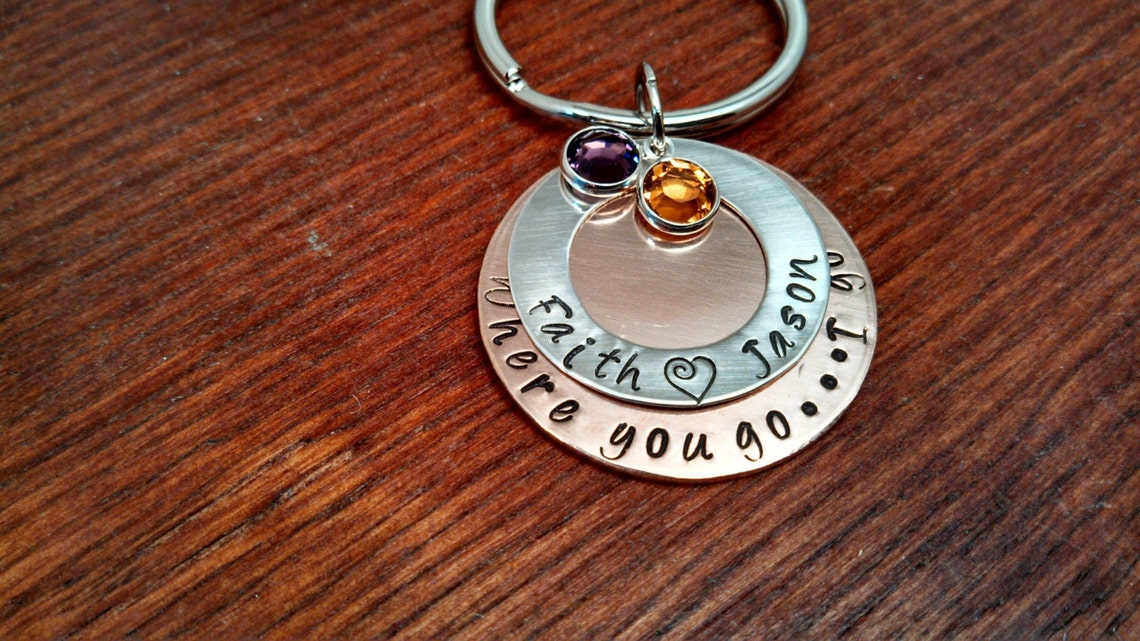 Personalized-name Key Chain-birthstones Key Chain-where You - Etsy