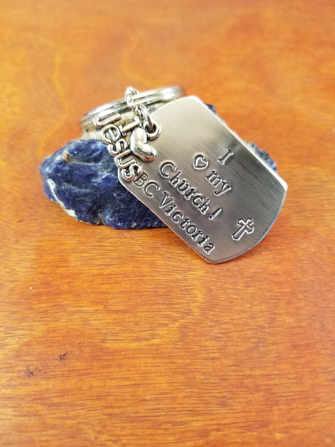 Personalized Hand Stamped Church Key Chain Christian - Etsy