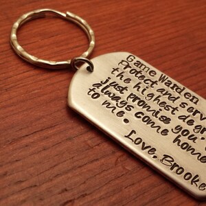 Hand Stamped Personalized Game Warden Key Chain, Protect and Serve ...